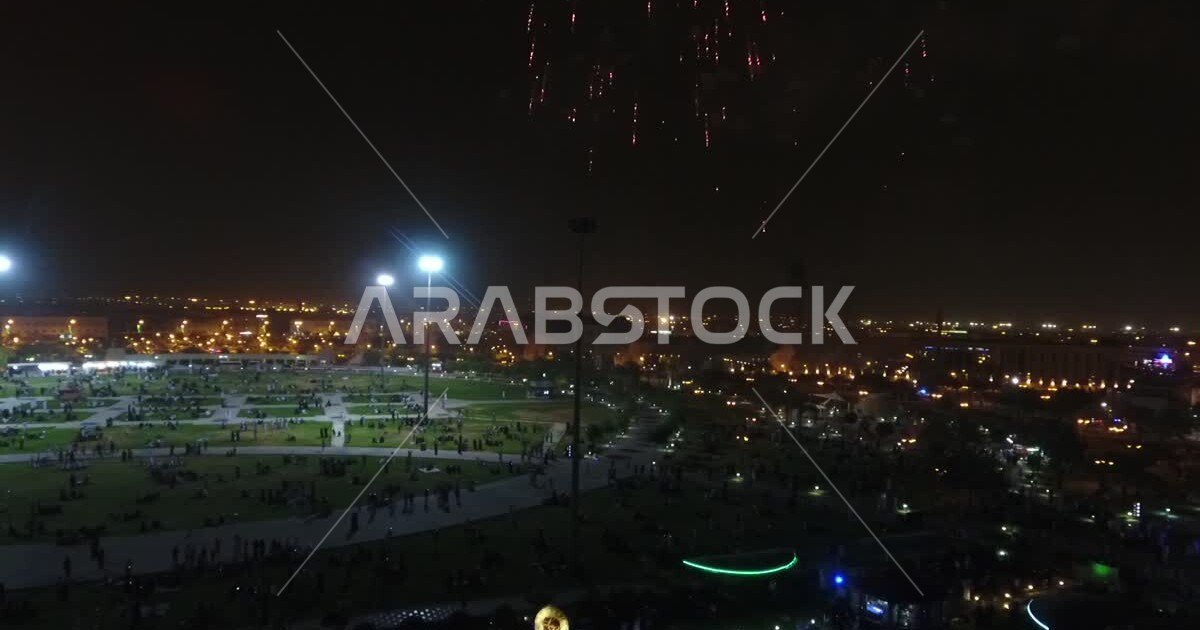 Aerial night photography for the celebration of the Saudi National Day ...
