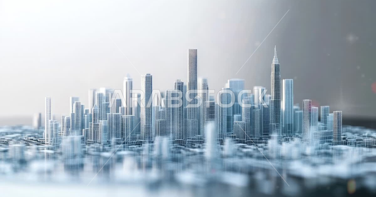 Riyadh city in 3D hologram technology, the new Metaverse world in the ...