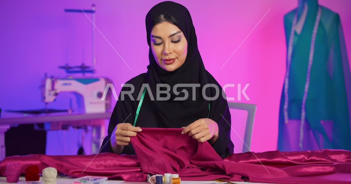 Measuring fabric using a ruler, Women's clothing tailoring arts and ...