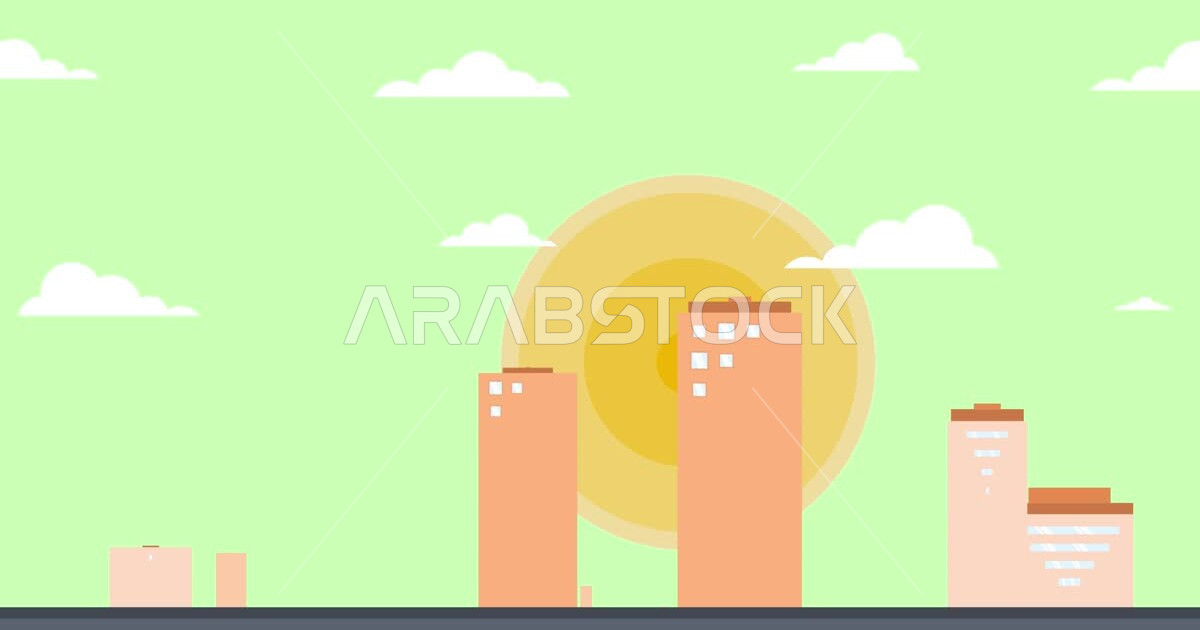 Famous landmarks, 3D animation of Burj Al Arab and Dubai skyscrapers at ...