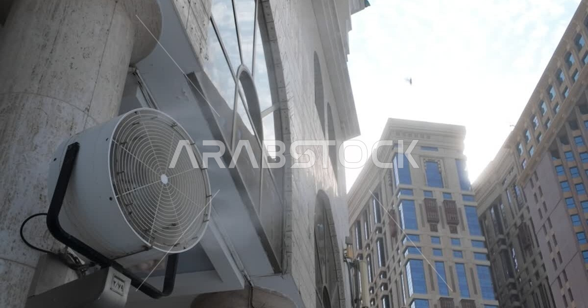 Cooling the air with fans, providing a pleasant atmosphere for pilgrims ...