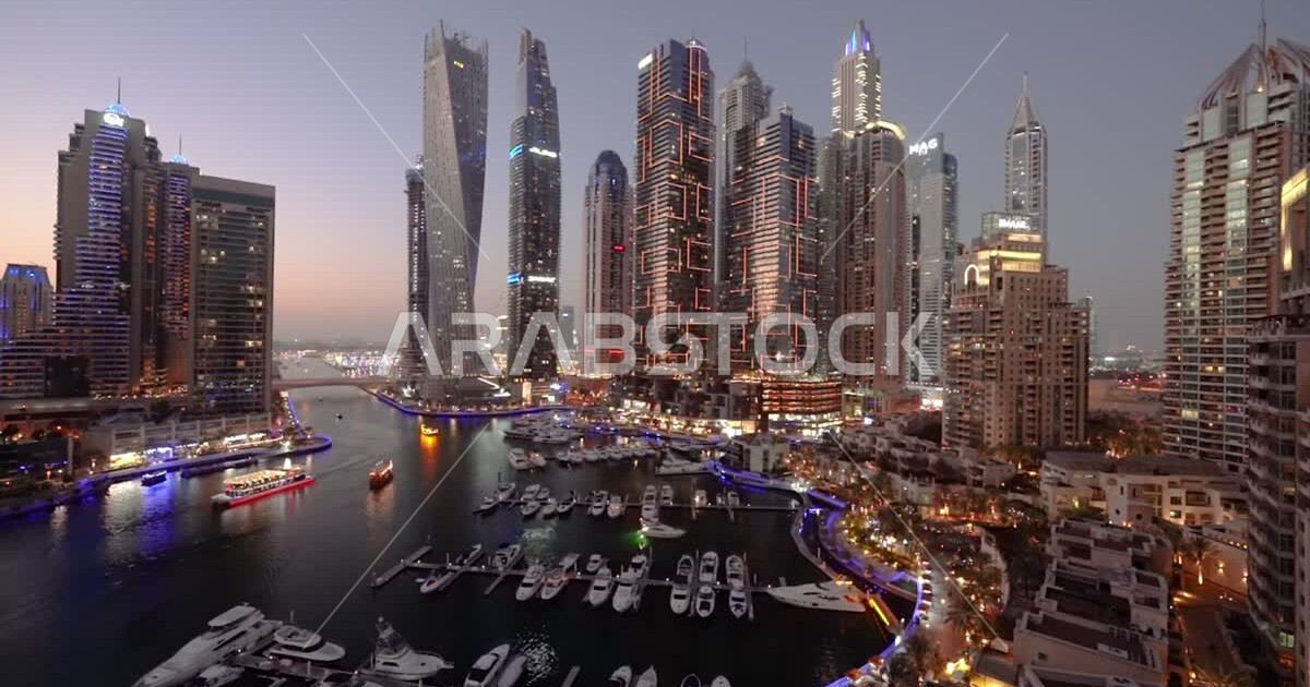 Waterfront overlooking the Arabian Gulf, Timelapse of ships and boats ...