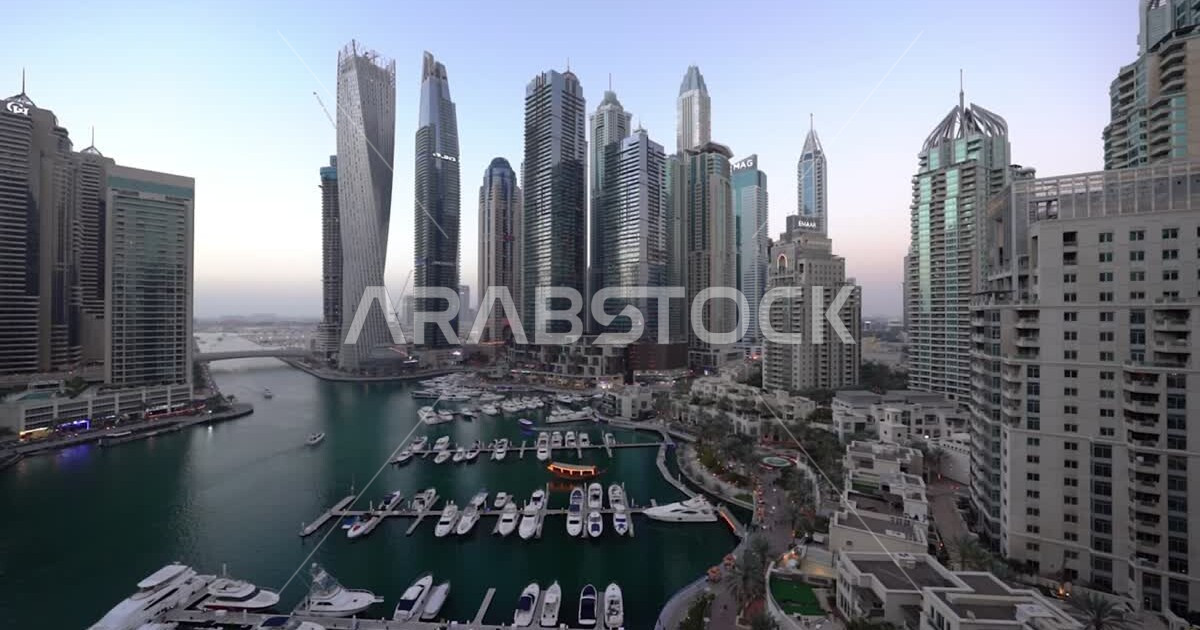 Waterfront overlooking the Arabian Gulf, Timelapse of ships and boats ...