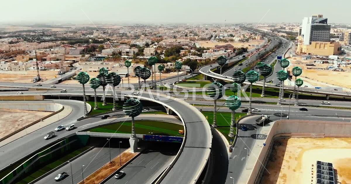 Aerial photography of King Khalid Road in Riyadh, Saudi Arabia, the ...