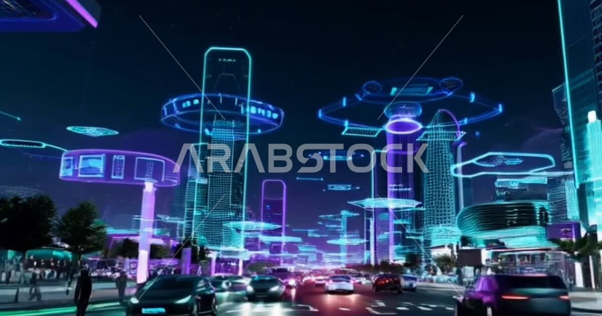The concept of the smart city in the future, the use of advanced ...