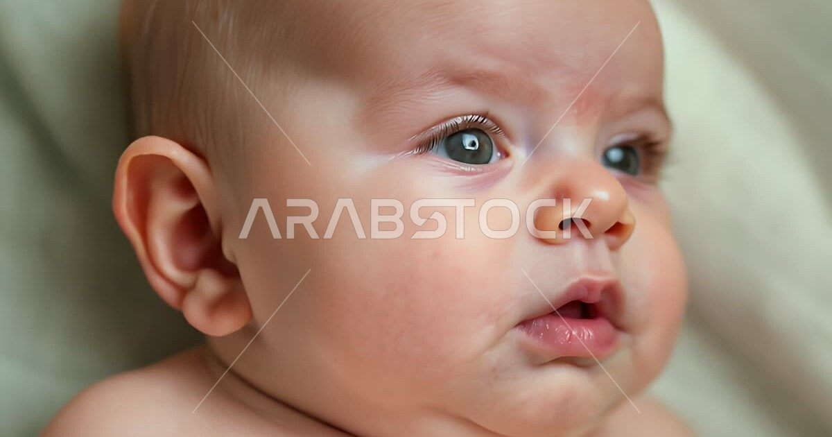 Innocence, softness and childhood, close-up of a Saudi Arabian Gulf ...