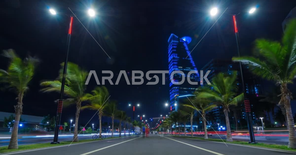 Architectural engineering art of the illuminated Corniche Tower ...