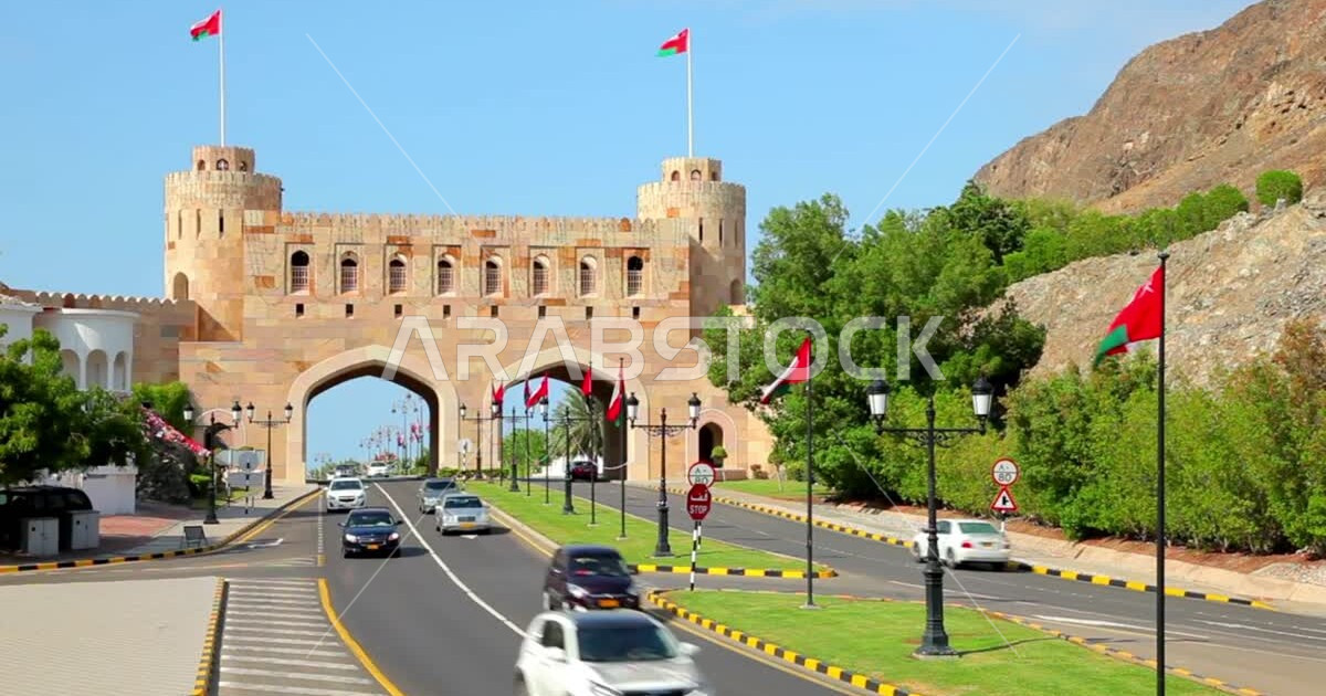 Ancient monuments, external entrance to Muscat Gate Museum, ancient ...