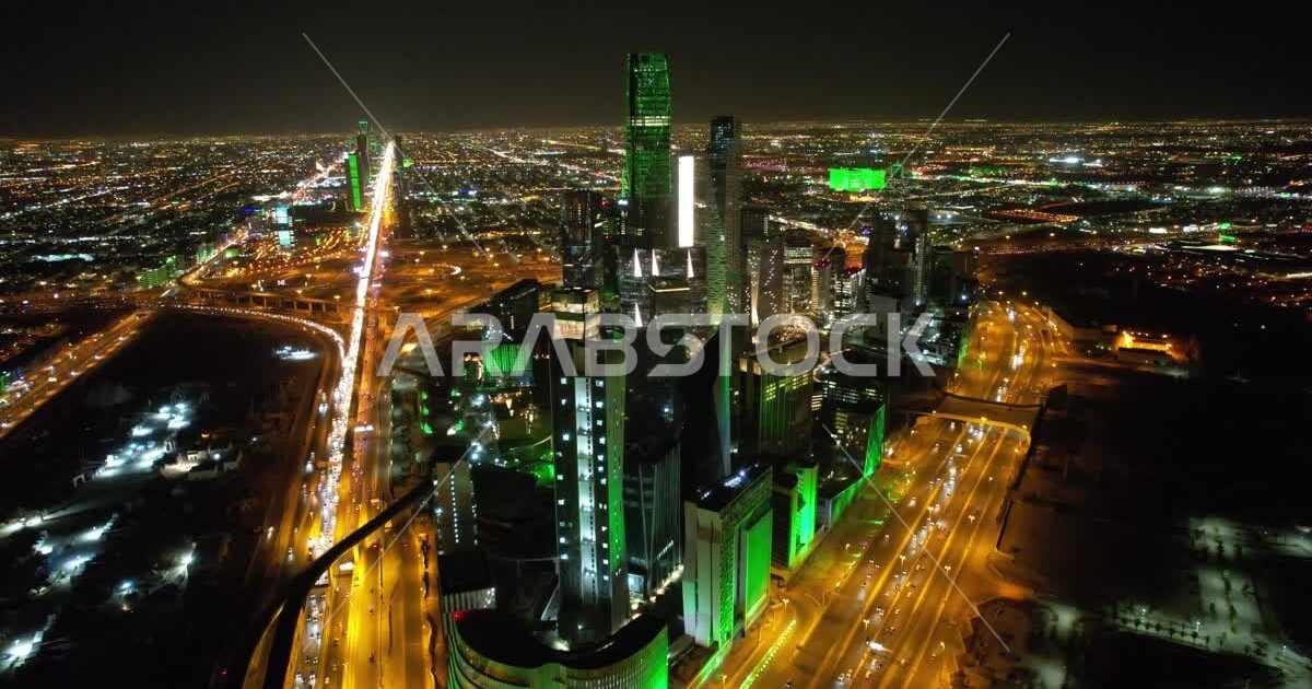 Night view of the King Abdullah Financial District (KAFD) in Riyadh ...