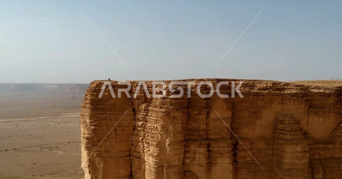 Desert nature and mountainous terrain in Saudi Arabia, aerial drone ...
