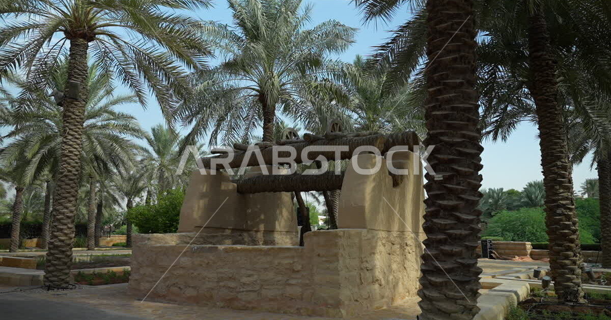 Deep wells built in the old mud style, a traditional water well made of ...