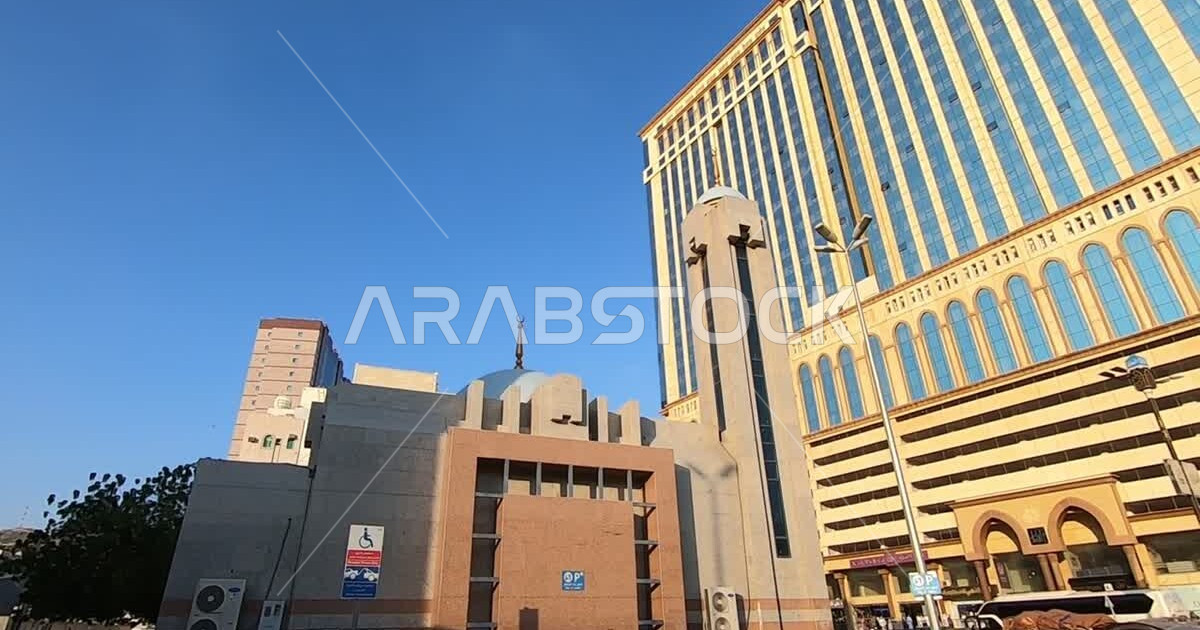 Worship and getting closer to God, close-up of Al-Rayah Mosque in Mecca ...