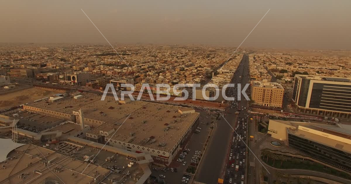 Photographing the streets and roads of the capital of Riyadh, top view ...