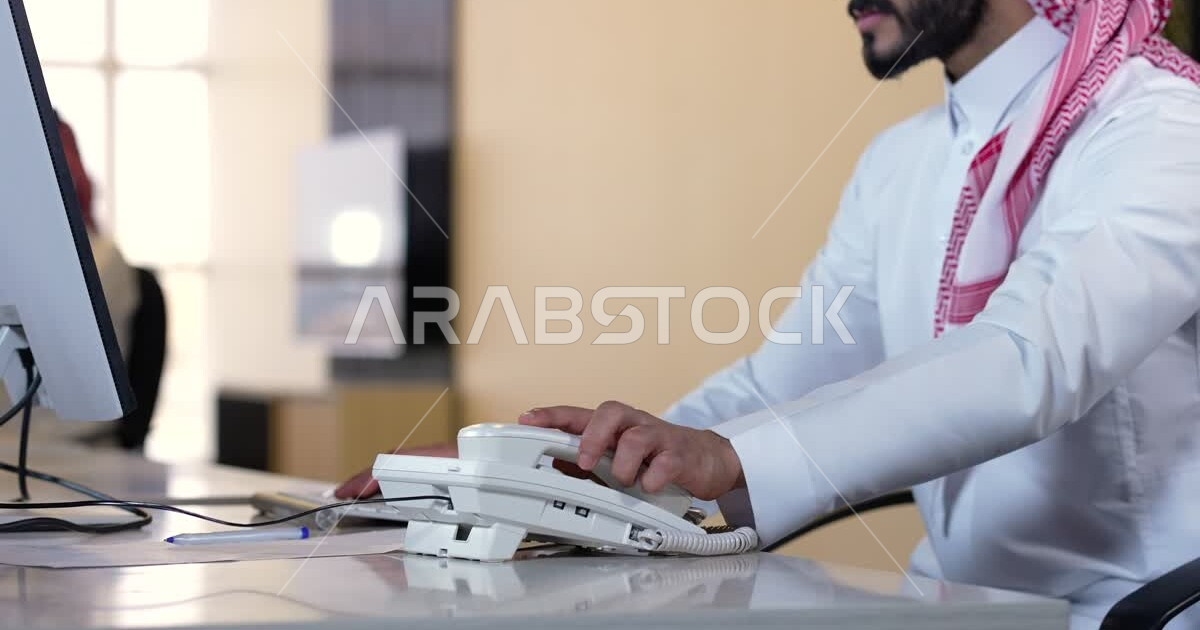 A Saudi Arabian Gulf employee working at the company's headquarters ...