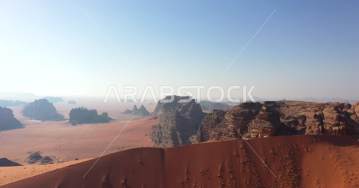 Drone photography of the tall mountains with attractive rock formations ...