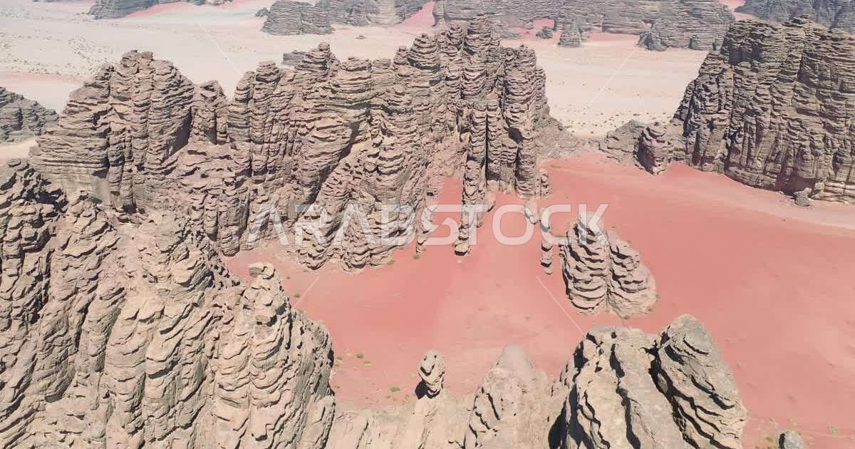 Drone photography from the top of the Bajdah Neom area in the northwest ...