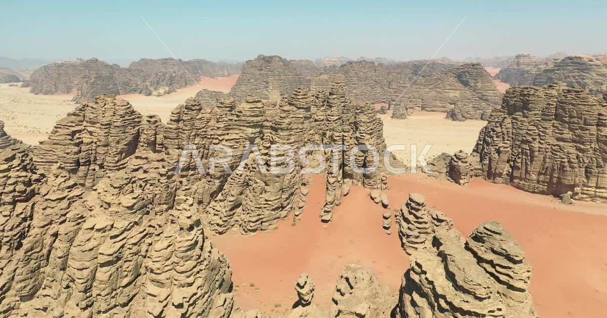 Drone photography from the top of the Bajdah Neom area in the northwest ...