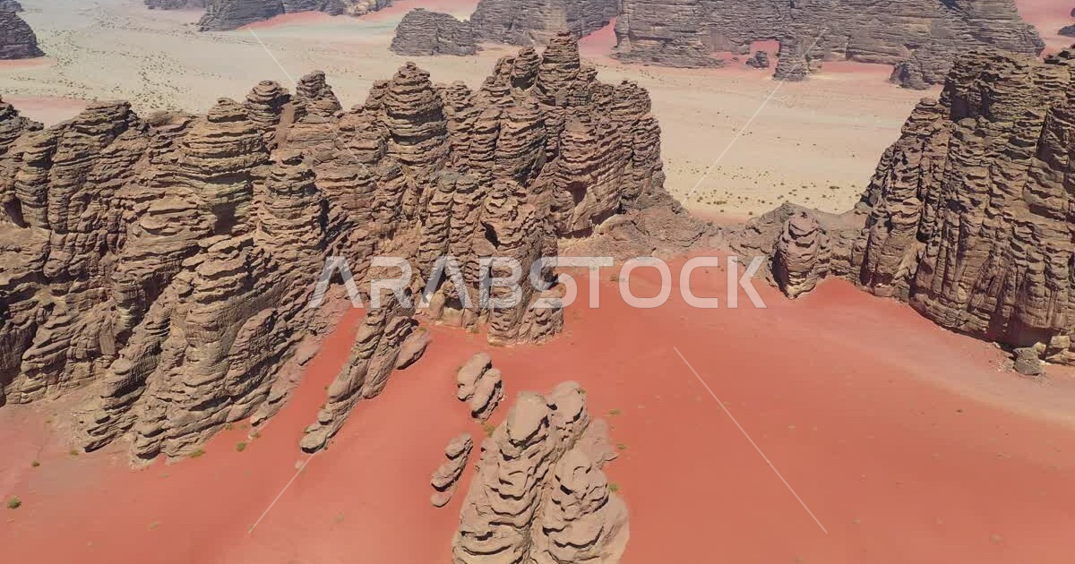 Drone photography from the top of the Bajdah Neom area in the northwest ...