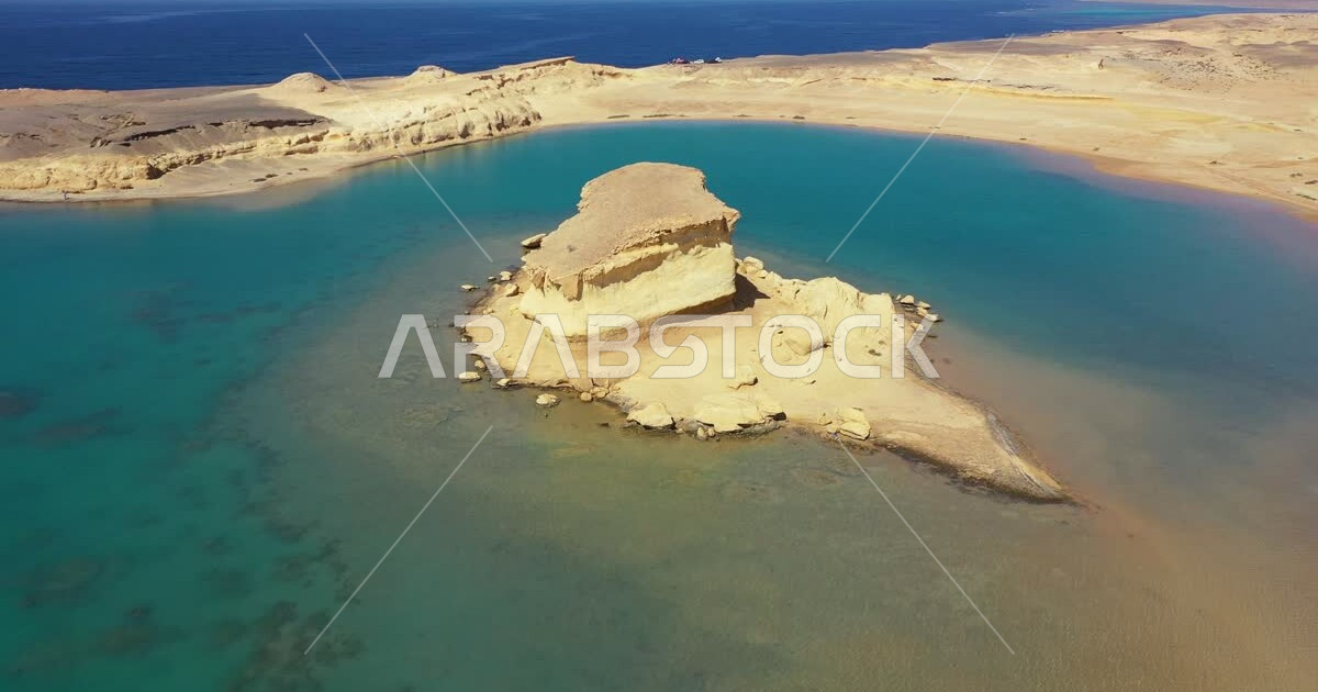Drone photography of Amala Bay in the Tabuk region, northwest of Saudi ...