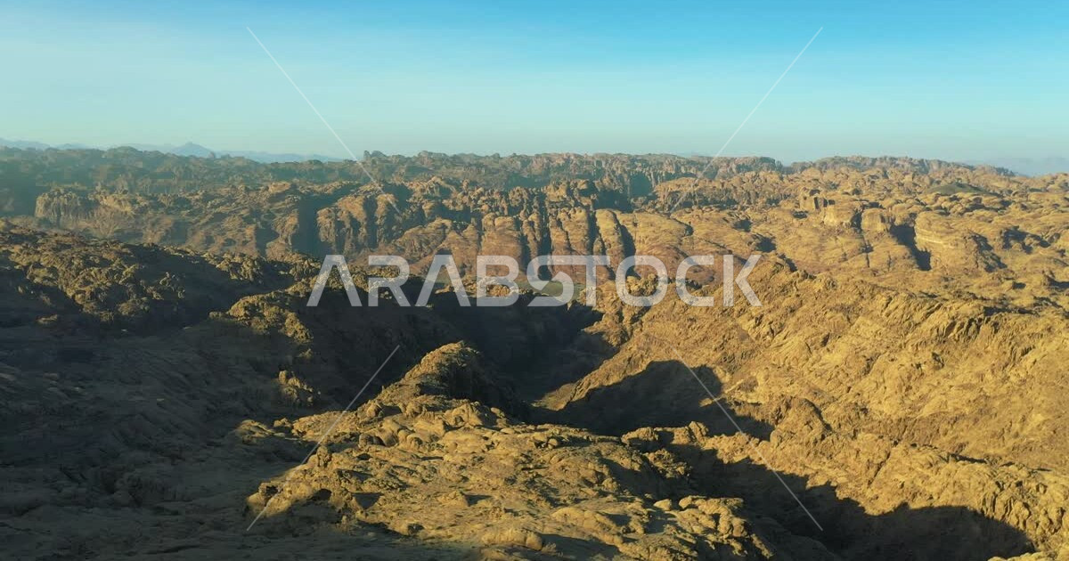 Drone photography from the top of the village of Al-Desah in the Tabuk ...