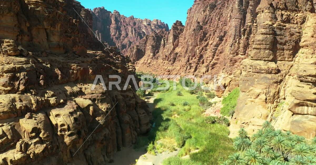 Drone photography from the top of the village of Al-Desah in the Tabuk ...