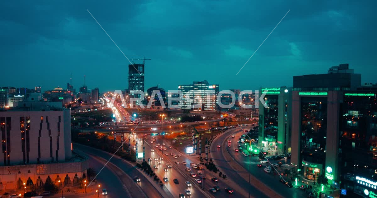 Drone photography from the top of the city of Riyadh, a view of the sky ...