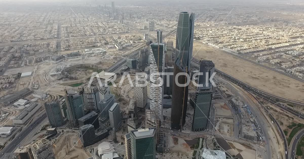 Drone photography from the top of the King Abdullah Financial District ...