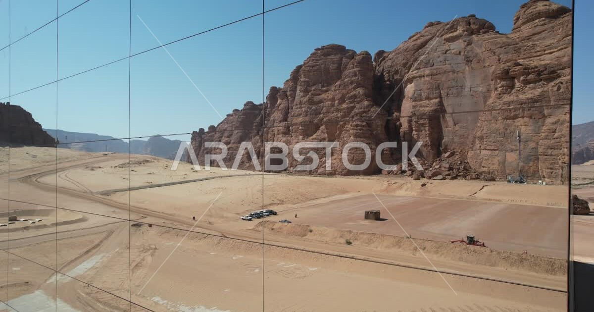 Drone photography of the mirrors building in Al-Ula, the beauty of the ...
