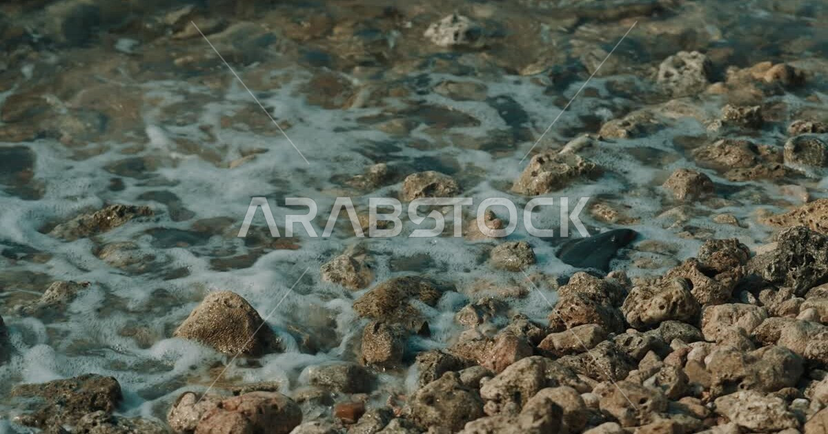 A view of the waves moving in the Red Sea in the city of Jeddah in the ...