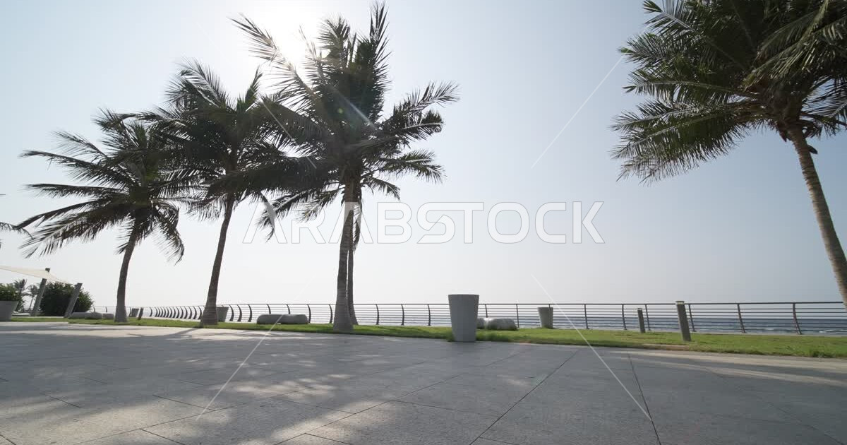 Jeddah Waterfront Walkway in the city of Jeddah in the Kingdom of Saudi ...