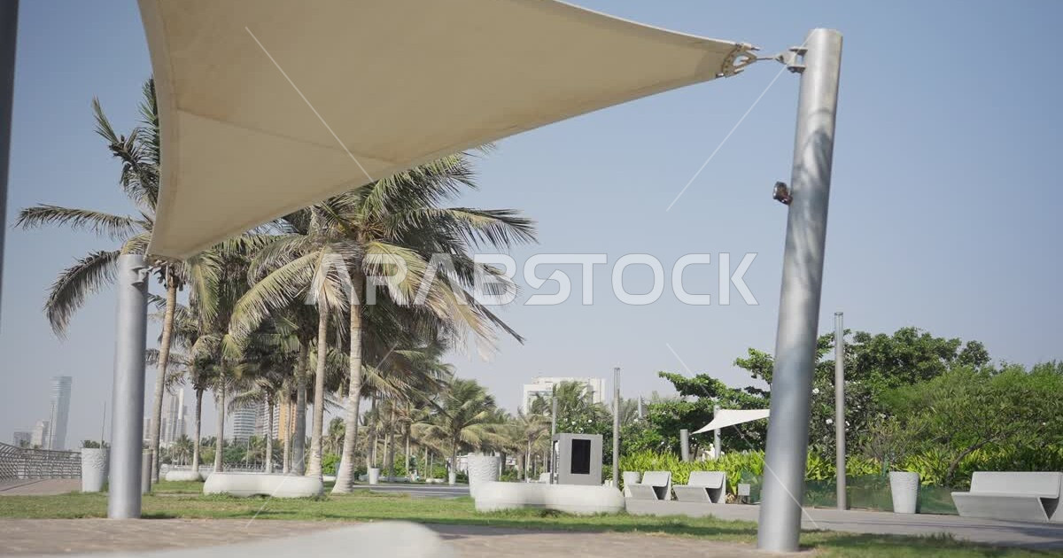 Jeddah Waterfront Walkway in the city of Jeddah in the Kingdom of Saudi ...
