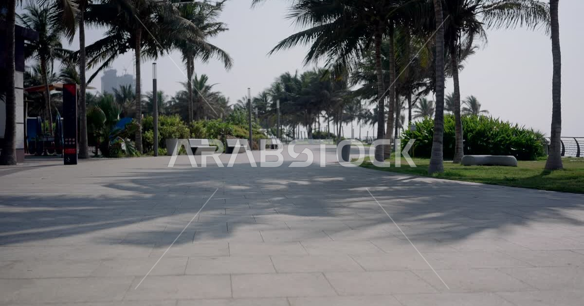 Jeddah Waterfront Walkway in the city of Jeddah in the Kingdom of Saudi ...