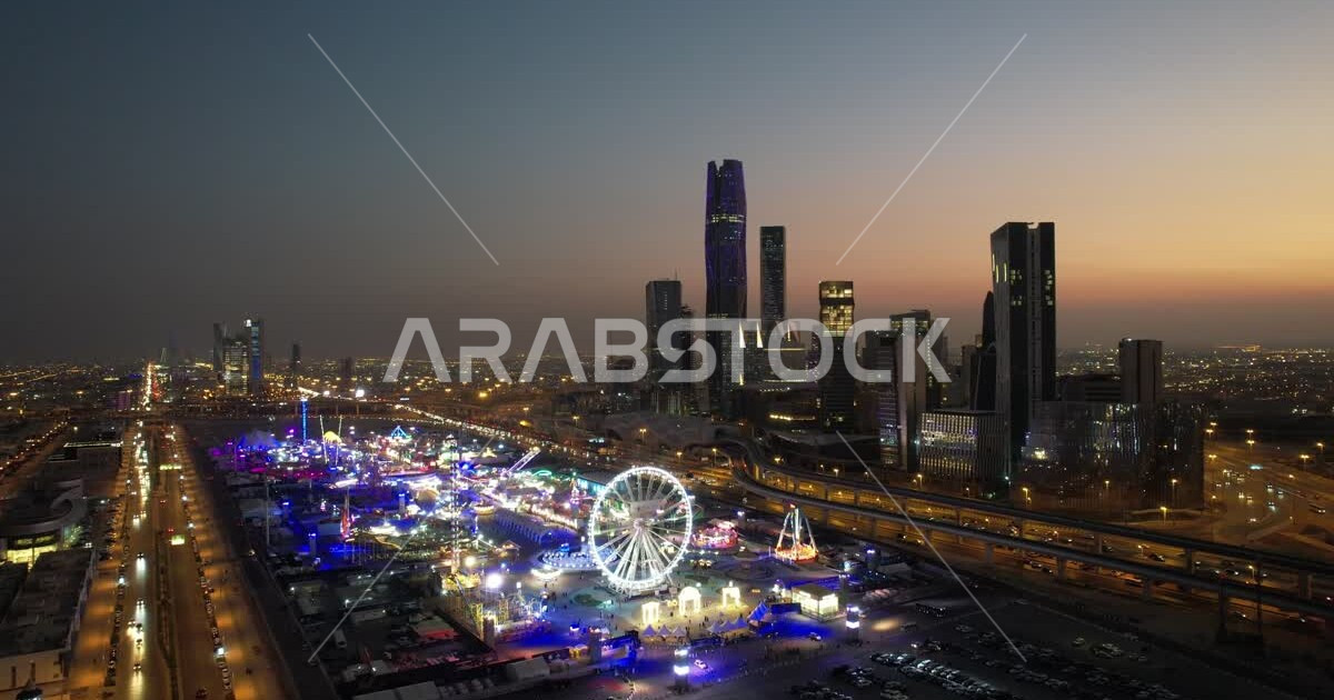Aerial shot of Winter Wonderland amusement park in Riyadh, the beauty ...