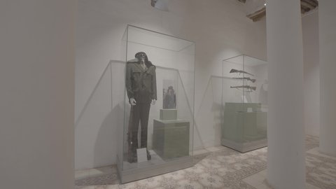 Archaeological exhibits inside the historic Al-Murabba Palace in Riyadh ...