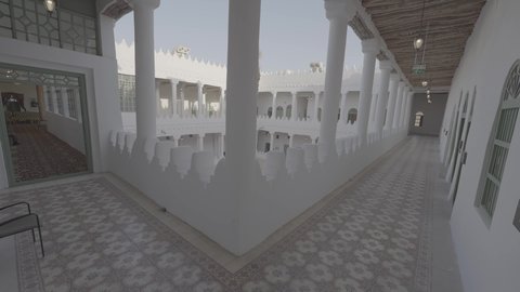 Archaeological exhibits inside the historic Al-Murabba Palace in Riyadh ...