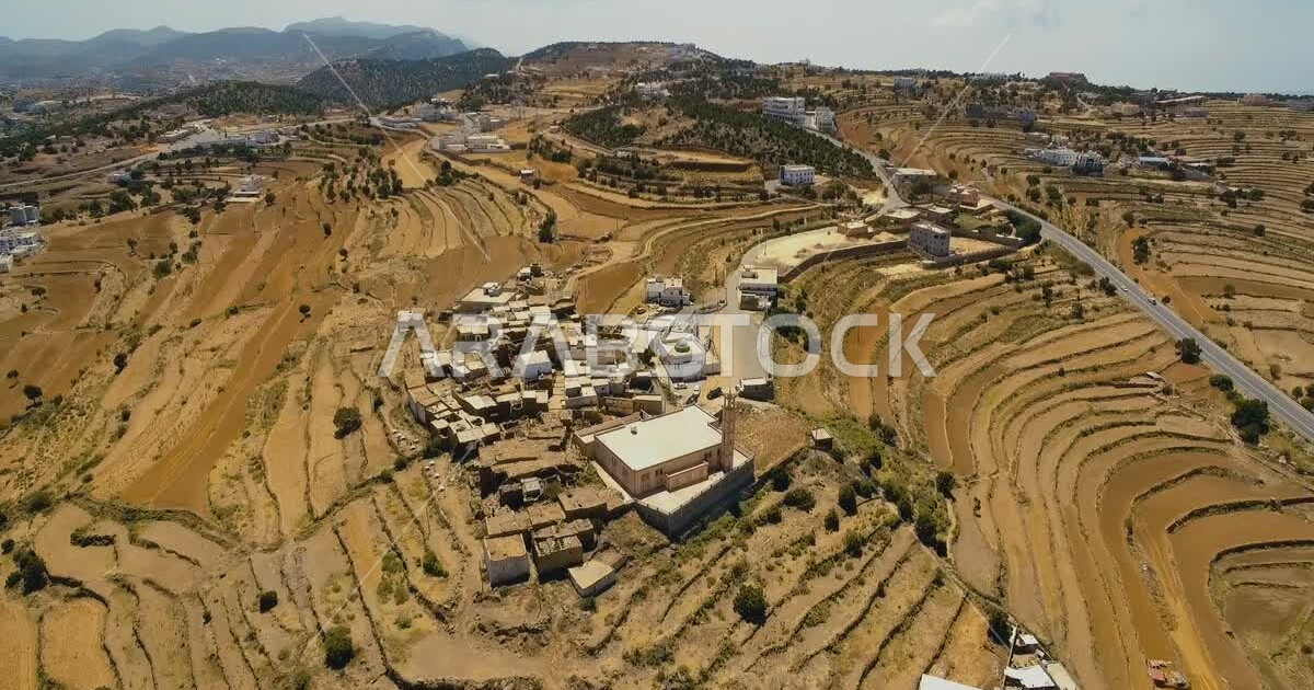 Aerial snapshot of terrain and urban buildings in Abha, Saudi Arabia ...