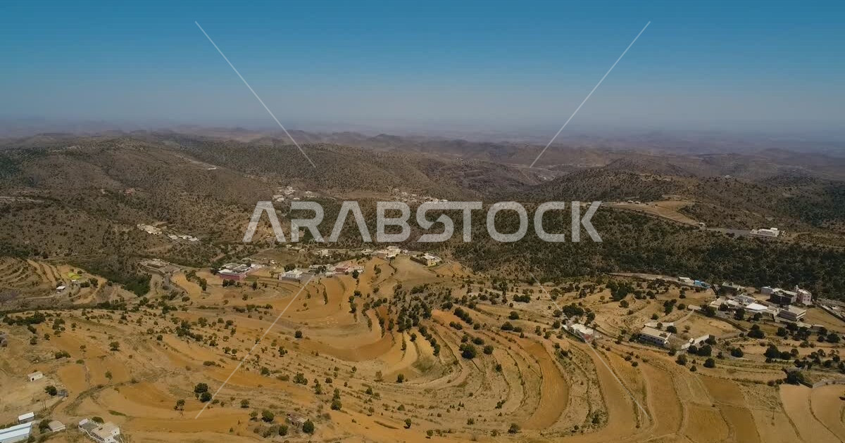 Aerial snapshot of terrain and urban buildings in Abha, Saudi Arabia ...