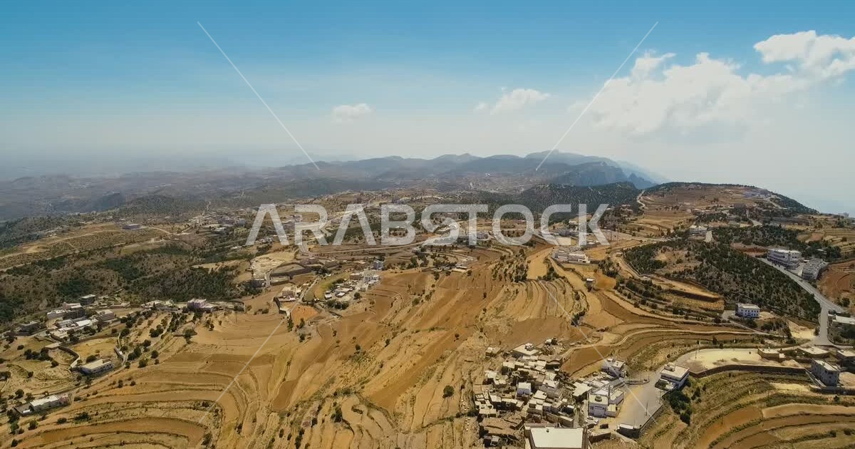 Aerial snapshot of terrain and urban buildings in Abha, Saudi Arabia ...