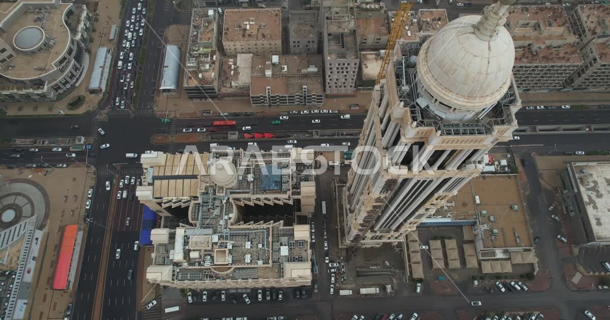 Drone photography of car traffic on the highway in Riyadh, Saudi Arabia ...