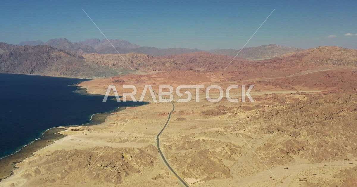 Drone photography of Neom Beach in the city of Tabuk, Saudi Arabia, the ...
