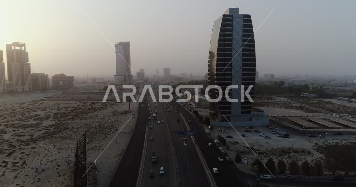 Aerial photography of Al-Tuwairqi Tower, King Fahd Road, Al Khobar ...