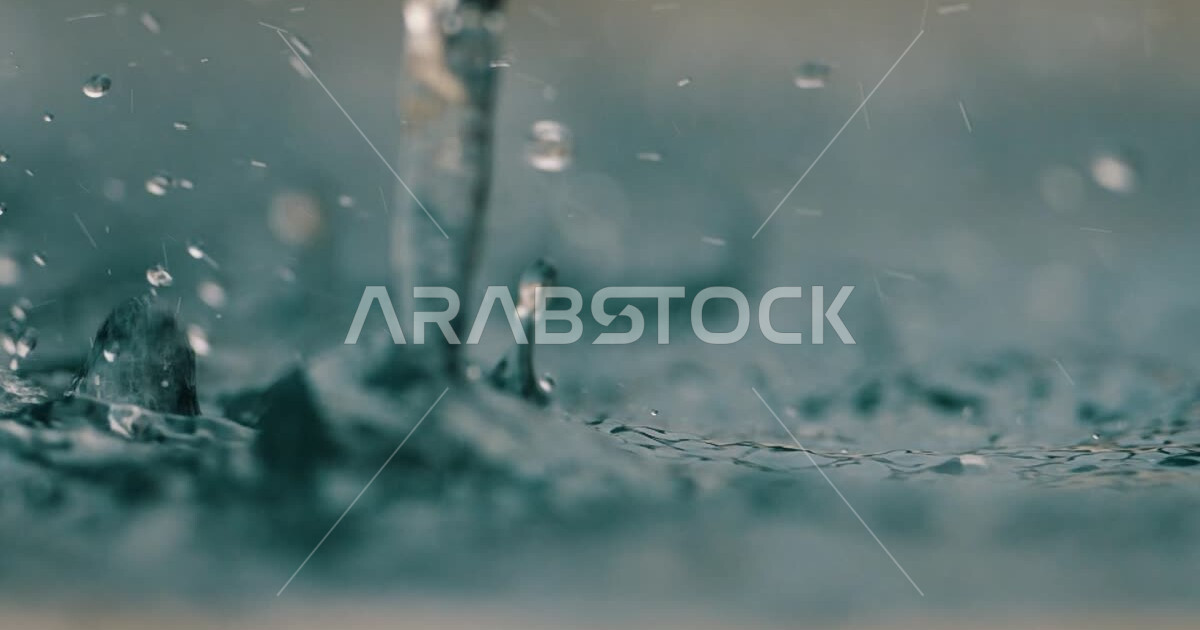 Creative photography of precipitation, scattered water drops, raindrops ...