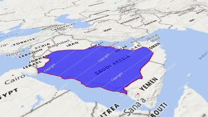 Saudi Arabia map outline animation - Video