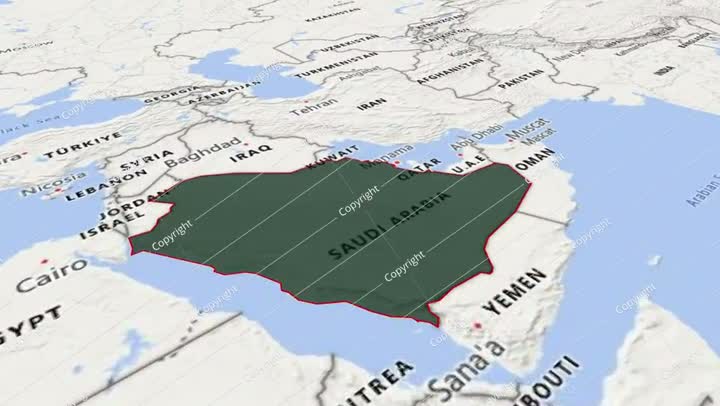 Saudi Arabia map animation with highlighted border color, 3d Animated ...