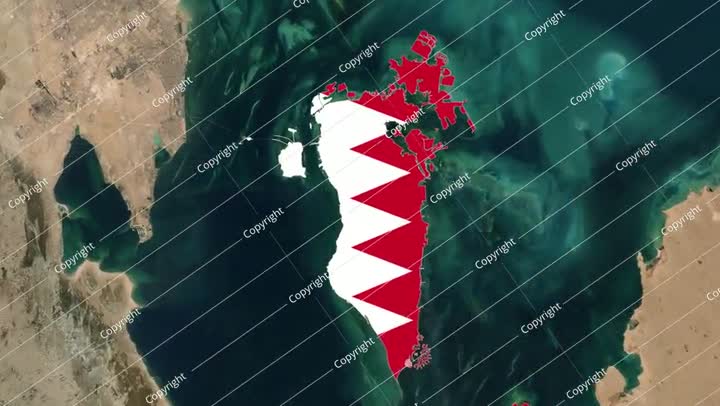 Bahrain Map With Flag Animation Zoom in, map bahrain - Video