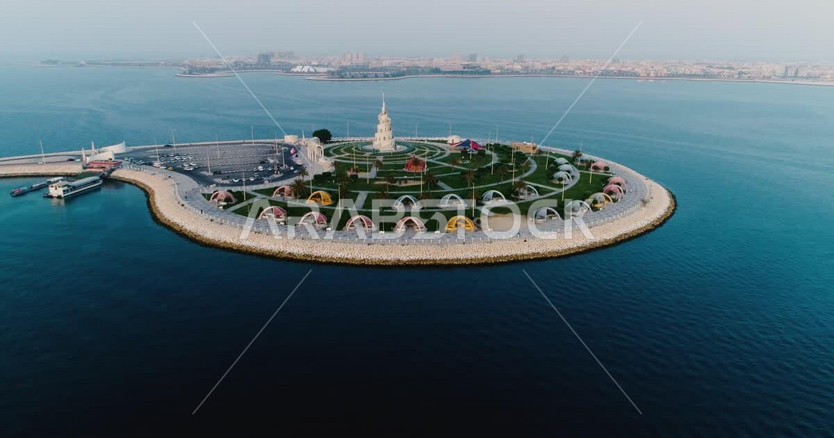 Top shot of Al Marjan Island in the Eastern Province,Aerial view Dammam ...