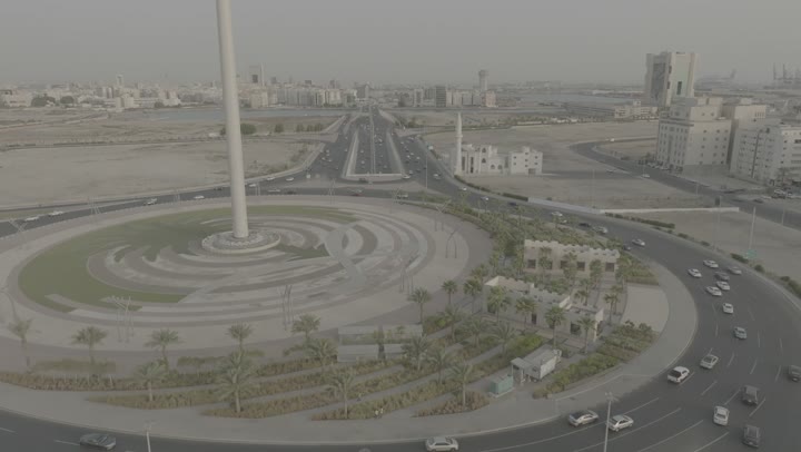 Drone footage of the Sariya Roundabout in the city of Jeddah in the ...