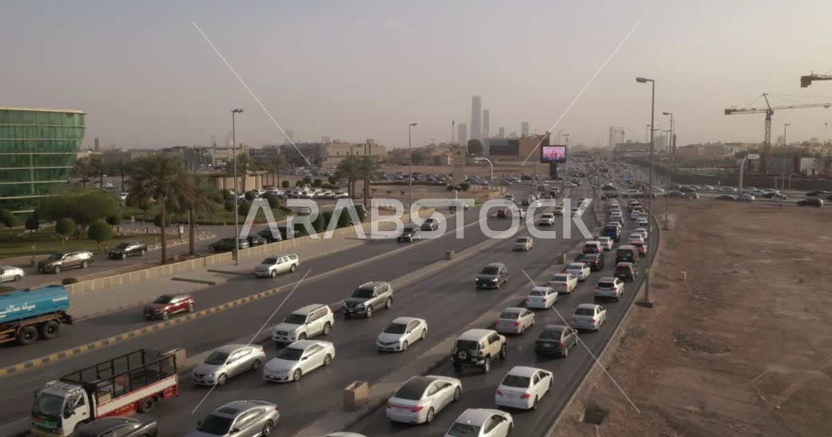 Drone photography of the intersection of a street in Riyadh, Saudi ...