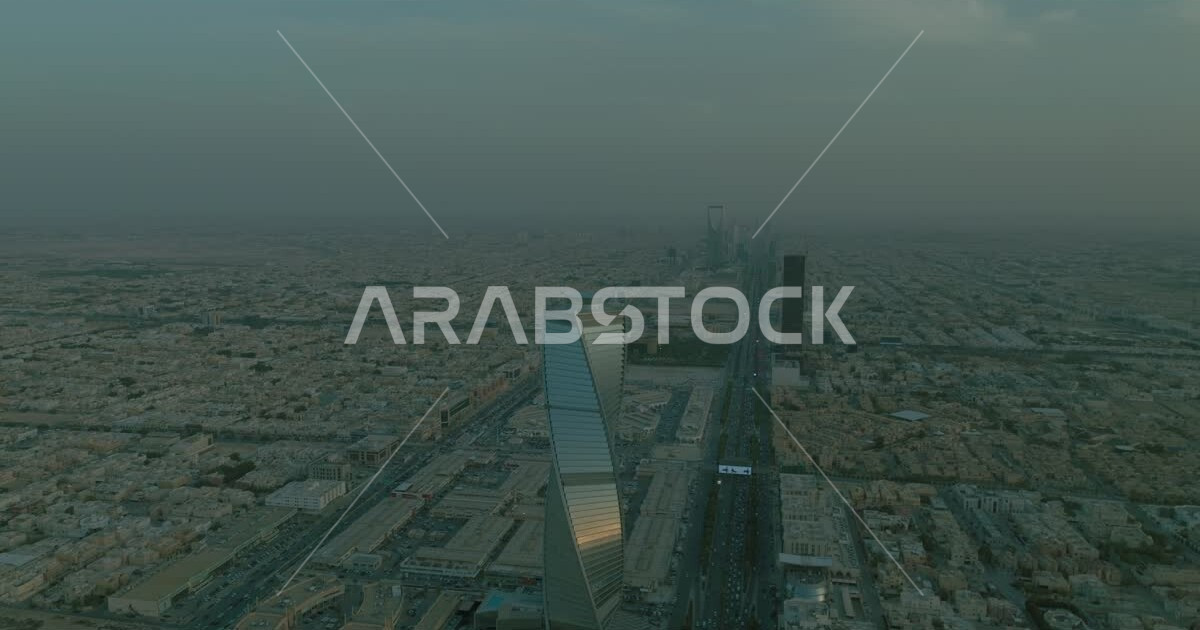 Drone depiction of Al-Majdool Tower in Riyadh, Saudi Arabia, the ...