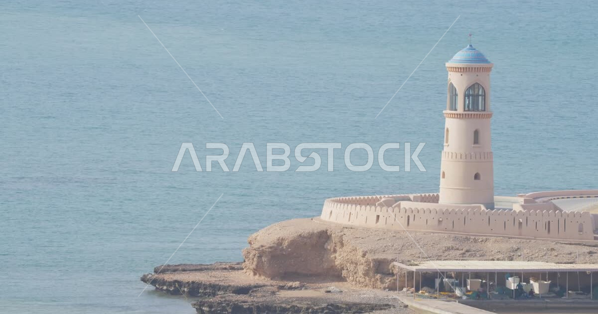 A marine observation beacon on the coasts of the city of Sur in Oman ...